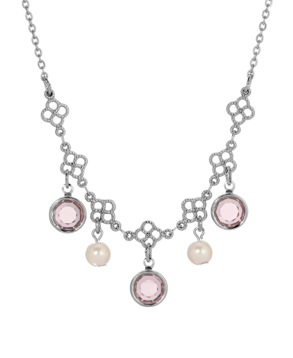 Click here for 2028 Silver-Tone Crystal Faux Cultivated Pearl Bib... prices