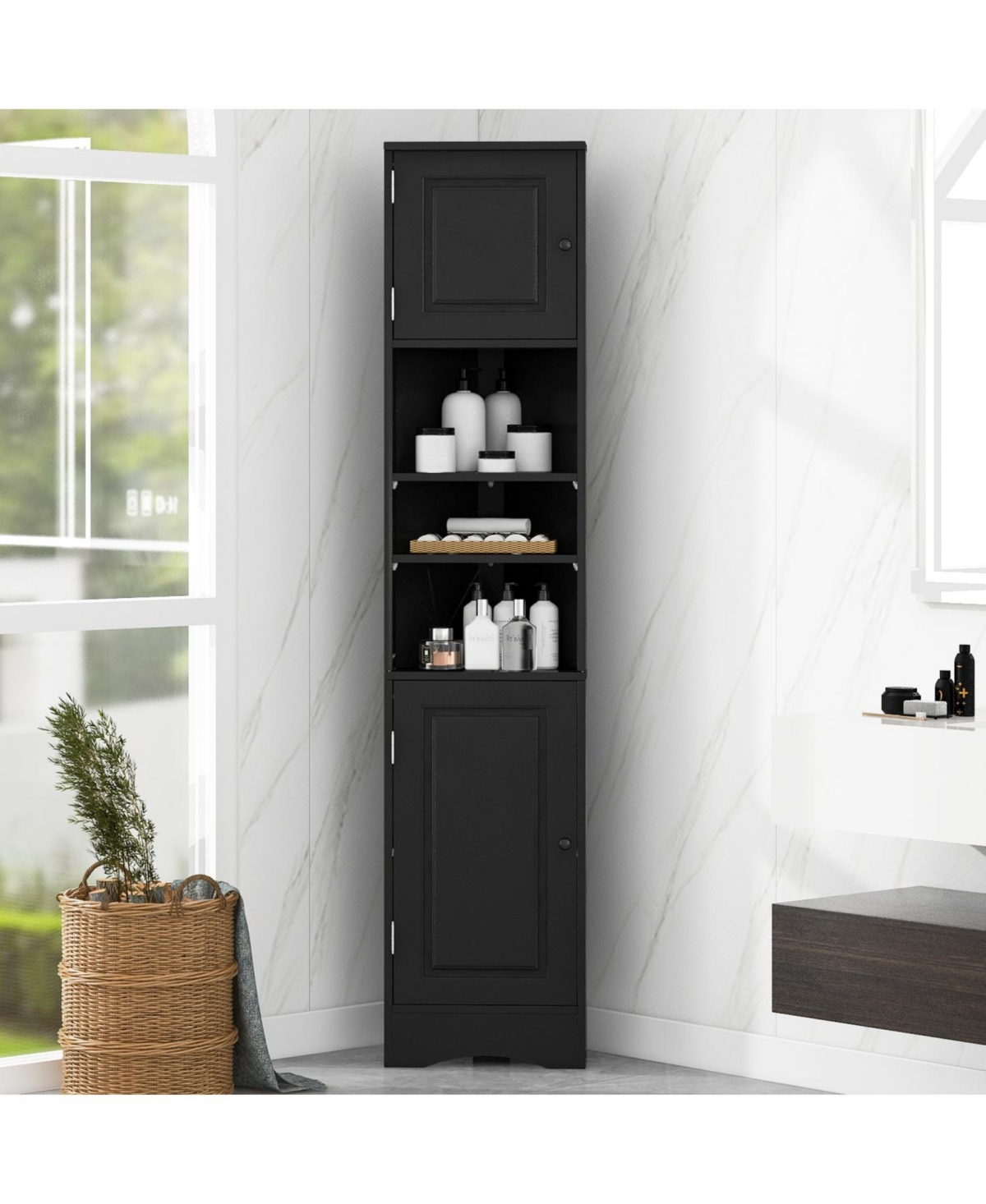 Click here for Multi-Functional Corner Cabinet Tall Bathroom Stor... prices