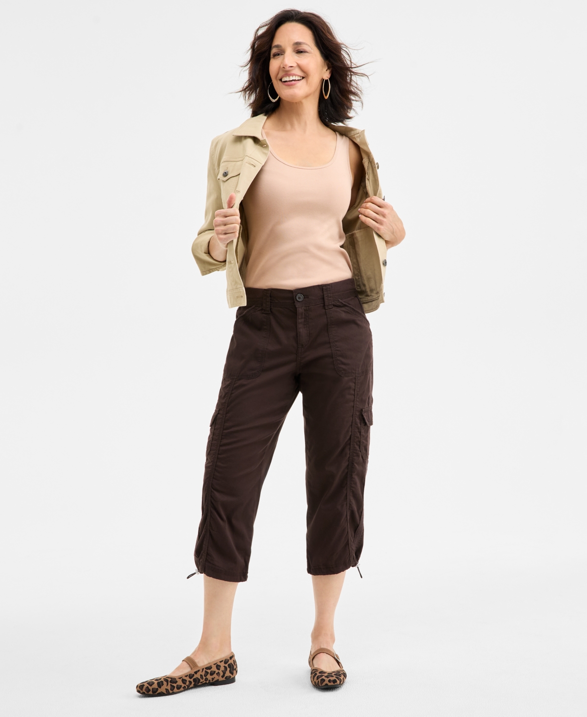 Click here for Style & Co Womens Mid-Rise Cargo Capri Pants  Excl... prices
