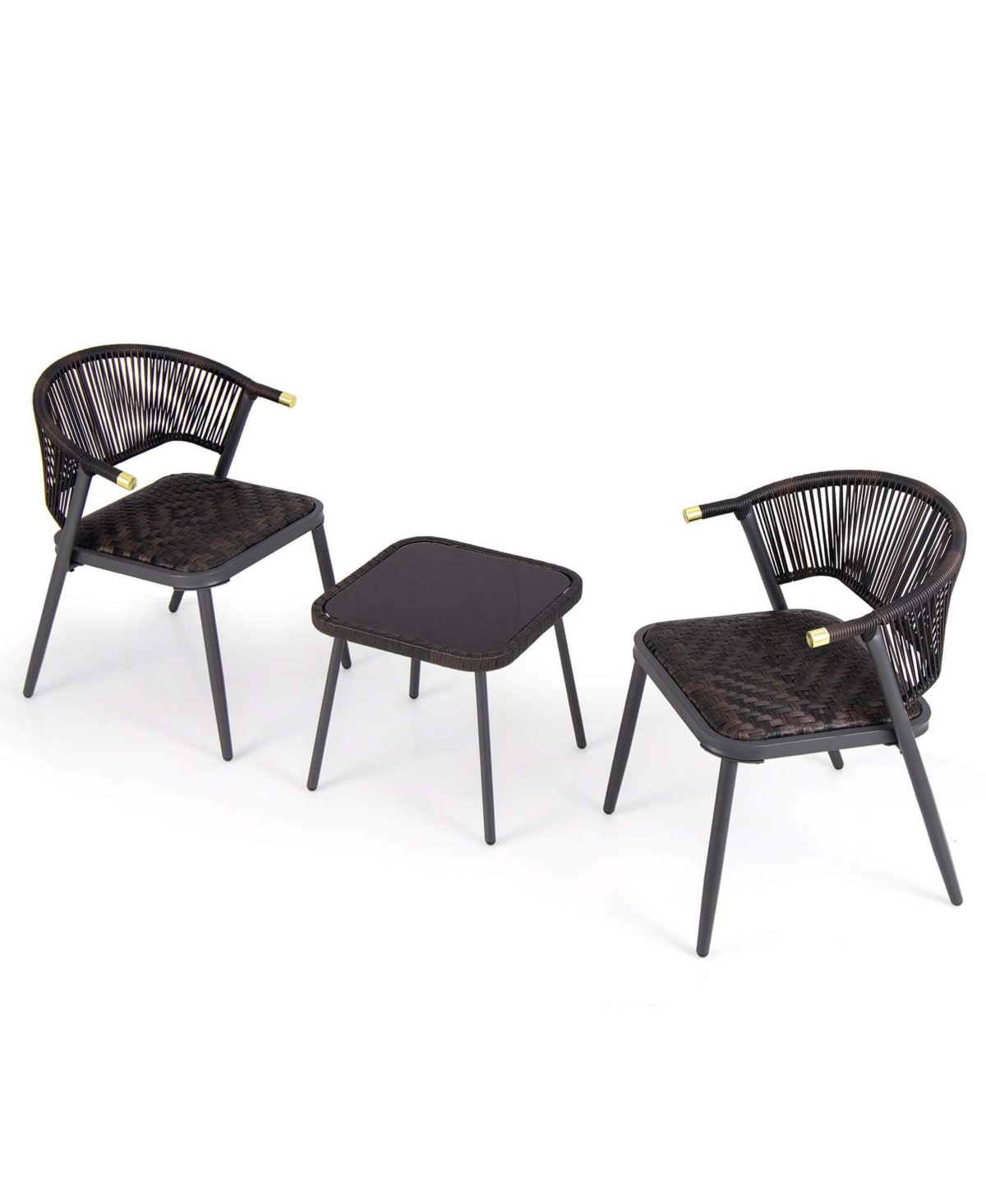 Click here for Gymax Set of 3 Rattan Furniture Set w/ Tempered Gl... prices