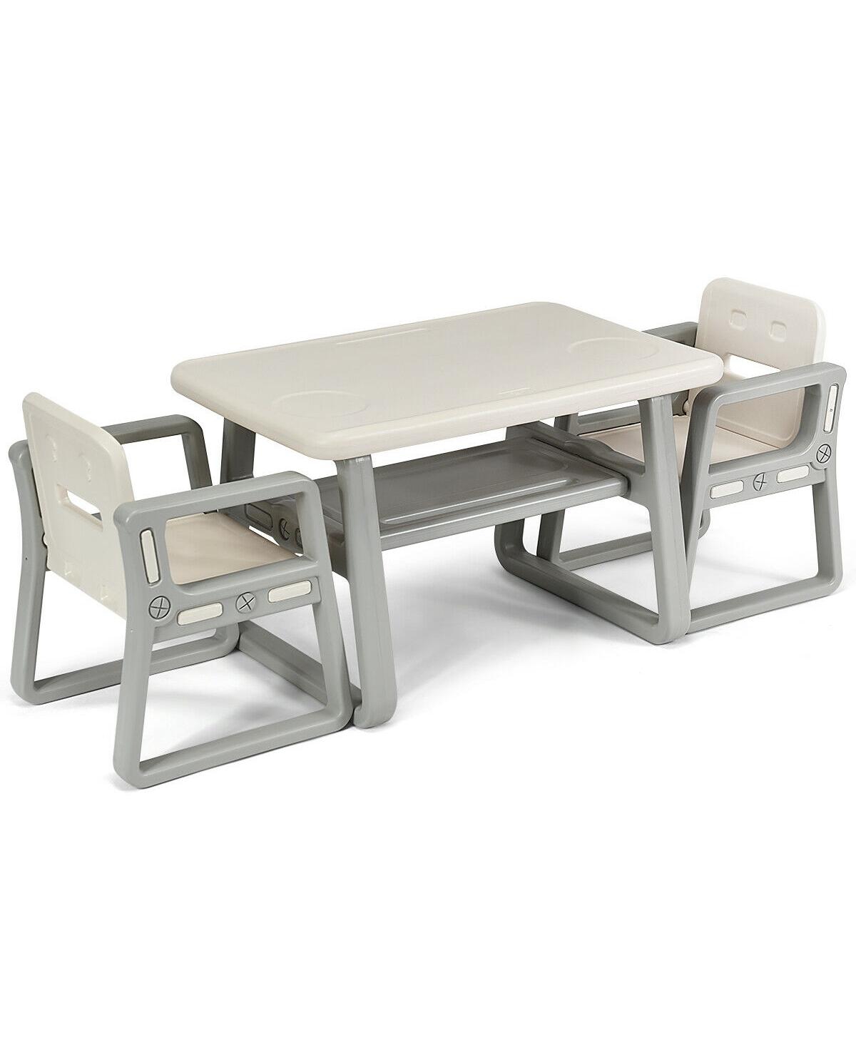 Click here for Kids Table and 2 Chairs Set with Storage Shelf - W... prices