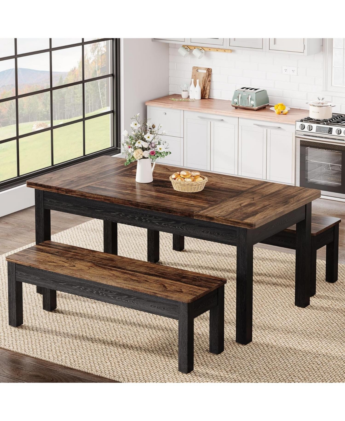 Click here for Tribesigns 55-Inch Large Dining Table Set for 4-6... prices