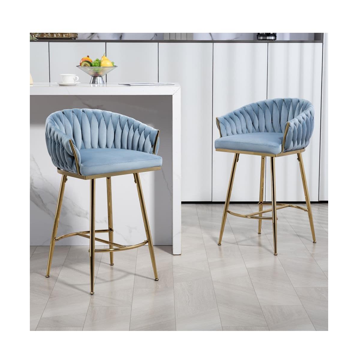Click here for 26 Inch Velvet Counter Height Stools with Hand-Wav... prices
