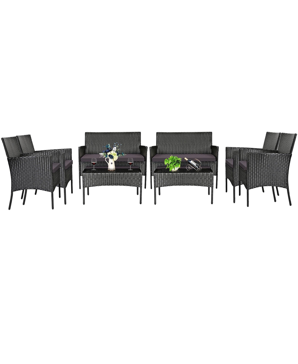 Click here for Gymax 8PCS Rattan Furniture Set Cushioned Sofa Cof... prices