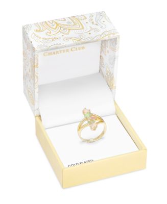 Charter Club Gold-Tone Mixed Color Oval Crystal Multi-Row Ring ...