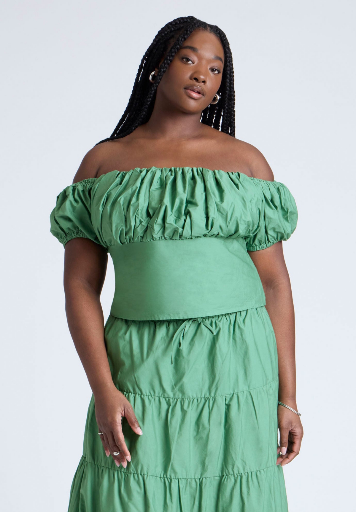 Click here for Eloquii Womens Plus Size Shirred Maiden Top - Deep... prices