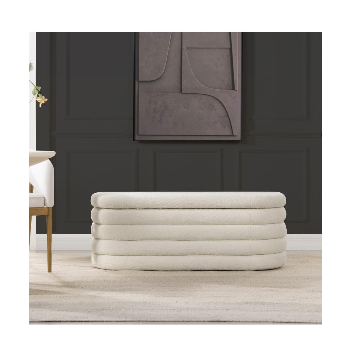 Click here for 49 Inch Oval Boucle Storage Bench  Upholstered Ent... prices