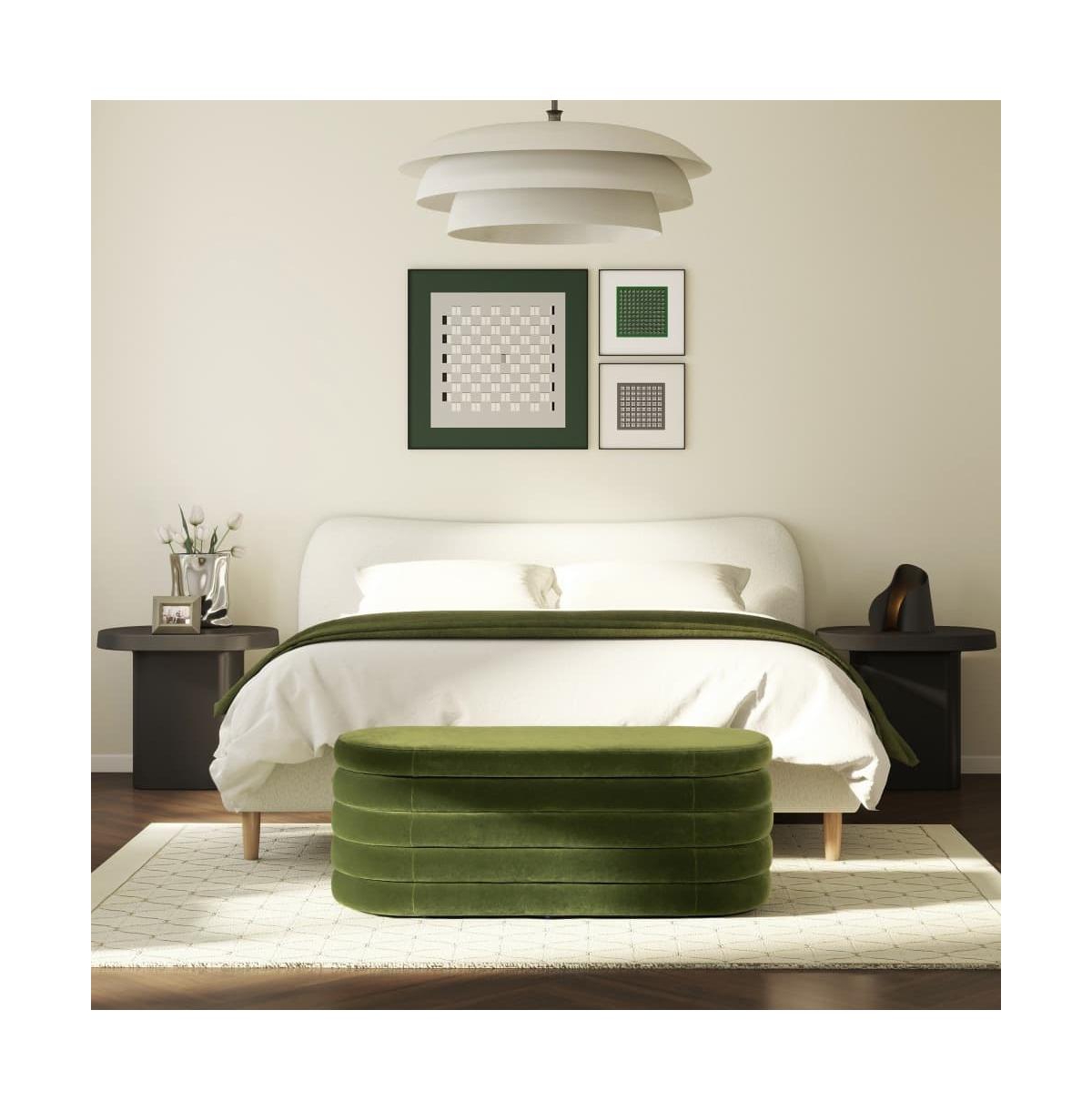 Click here for 49 Inch Oval Boucle Storage Bench  Upholstered Ent... prices