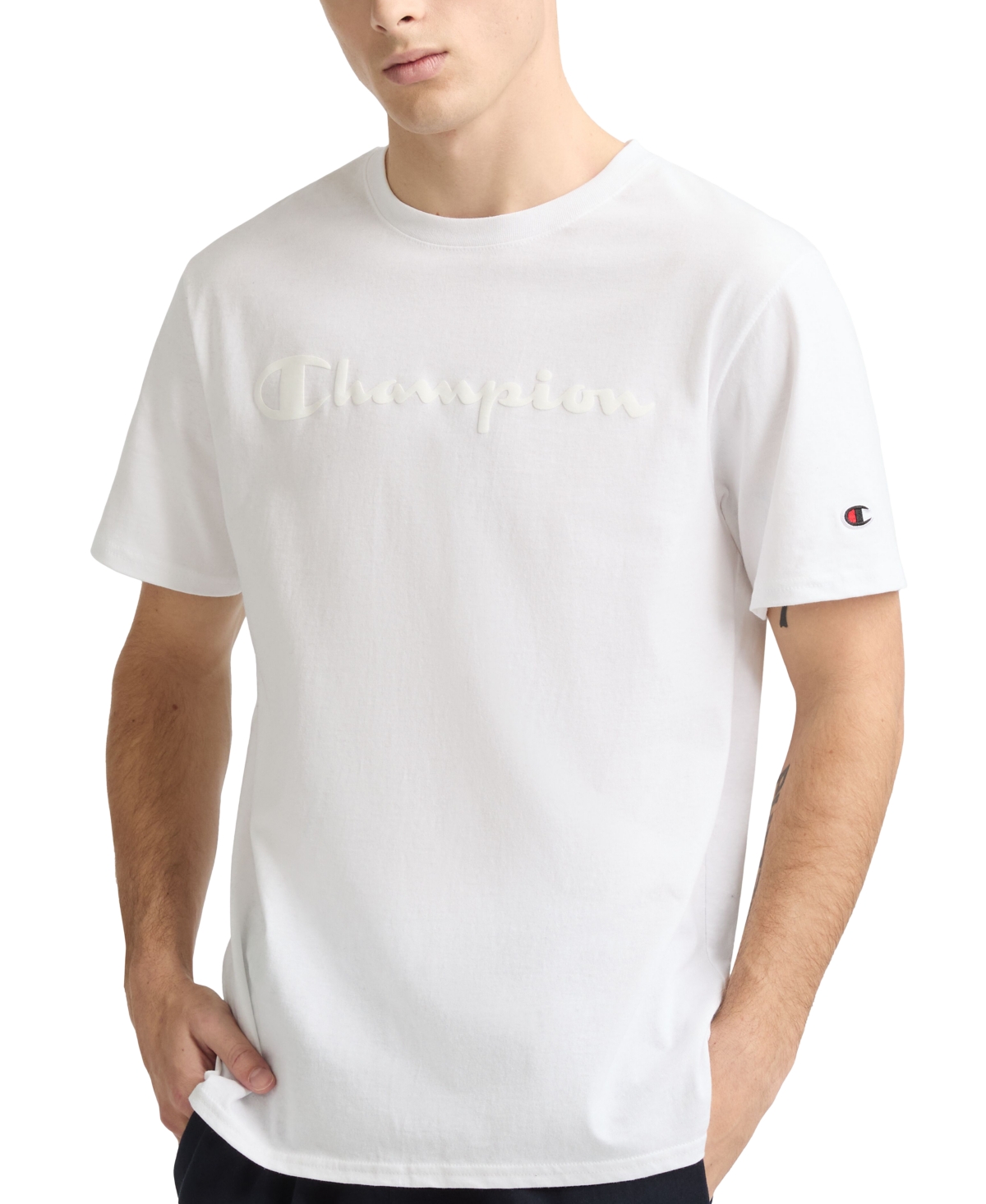 Click here for Champion Mens Classic Logo Crewneck Short-Sleeve T... prices