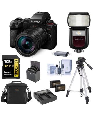 Panasonic LUMIX G9II Mirrorless Camera with 12-60mm f/2.8-4 Lens, Bundle with Flash, 128GB Card ...