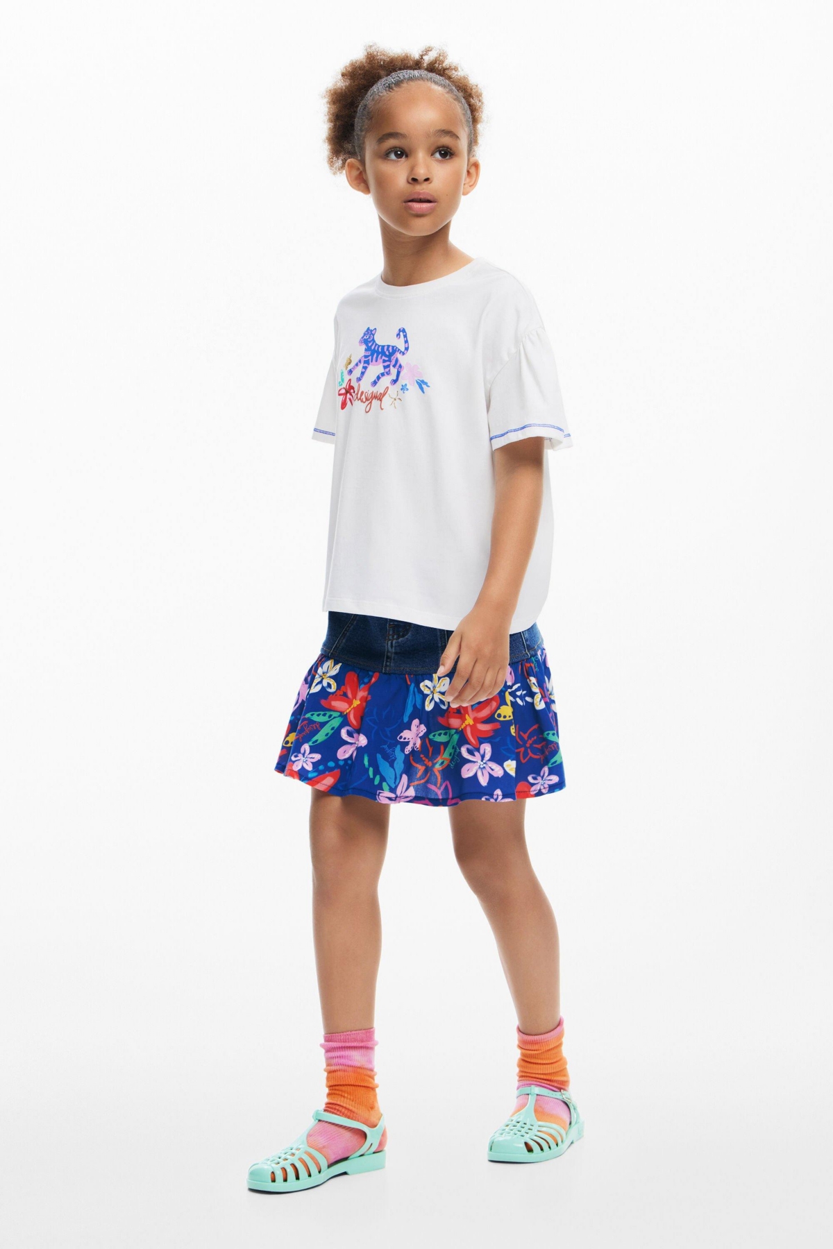 Click here for Desigual Girls Girlss Tropical T-shirt - White prices