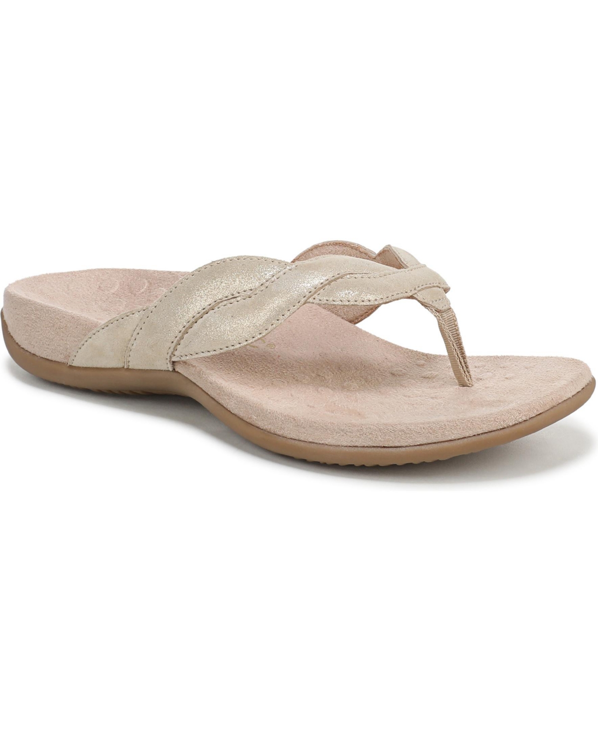 Click here for Vionic Womens Bella Braid Thong Sandals - Gold lea... prices