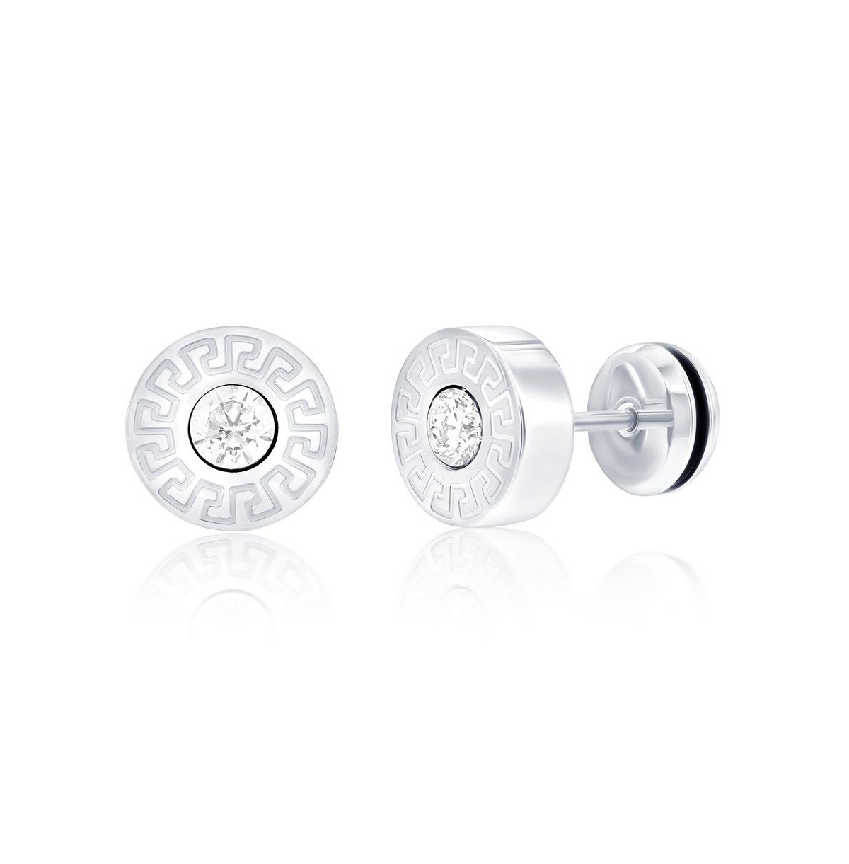 Click here for Stainless Steel  10mm Round Greek Key Cz Studs - S... prices