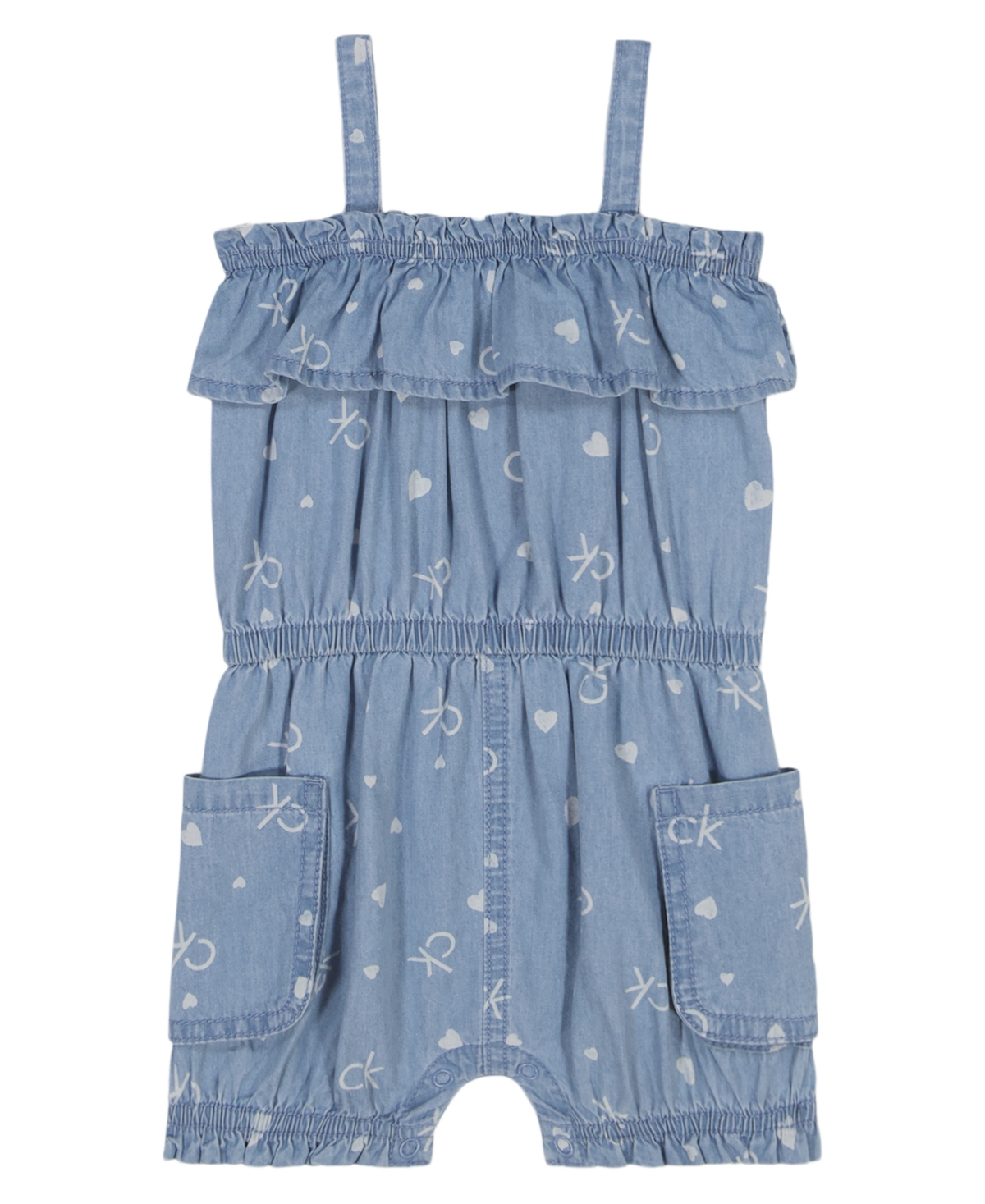 Click here for Calvin Klein Baby Girls Logo Printed Denim Romper... prices