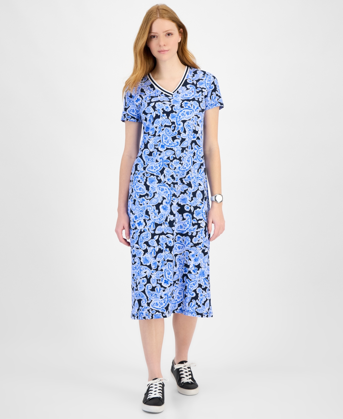 Click here for Tommy Hilfiger Womens Paisley-Print V-Neck Midi Dr... prices