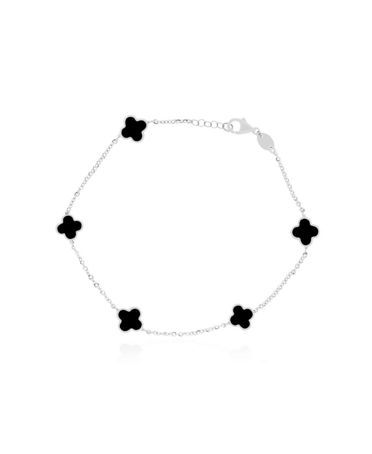 Click here for The Lovery Mini Onyx Clover Bracelet 14K White Gol... prices