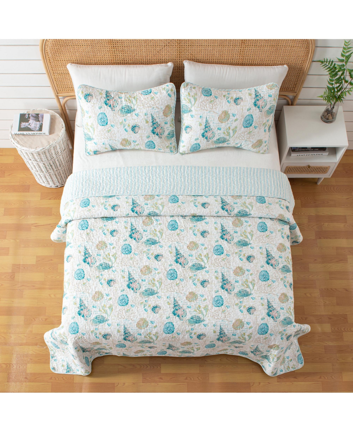 Click here for Linery & Co. Coastal Microfiber Quilt Set With Sha... prices