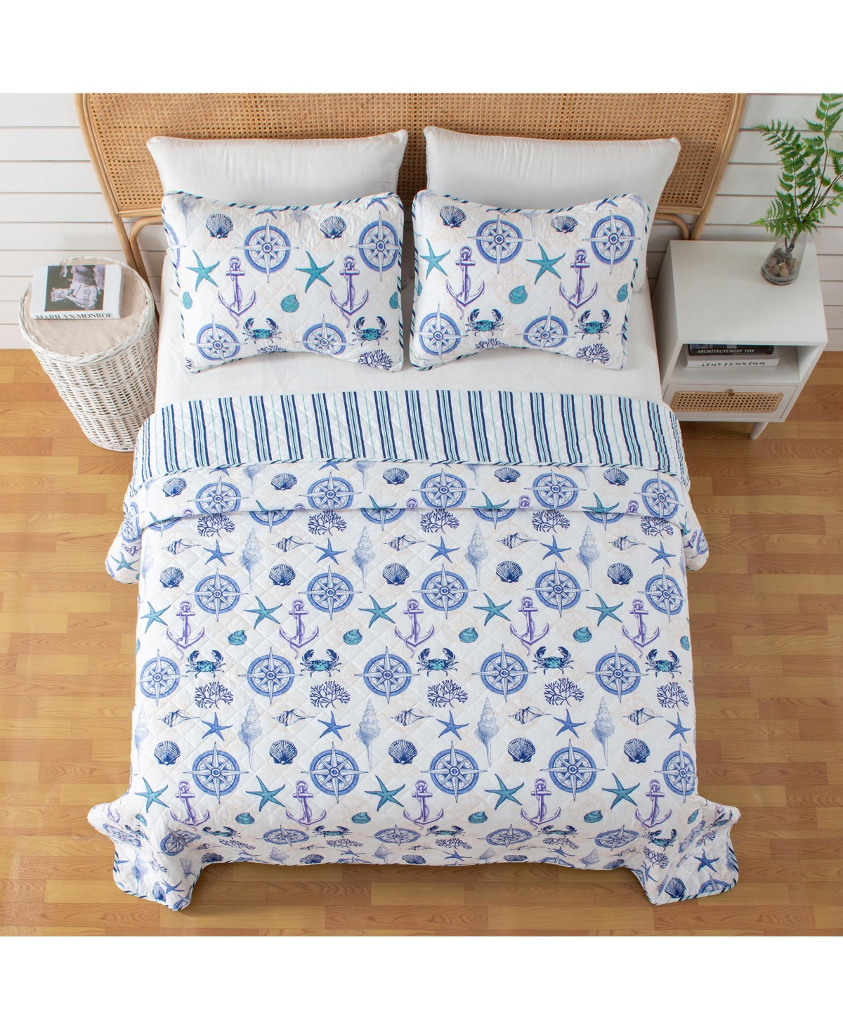Click here for Linery & Co. Nautical Microfiber Quilt Set With Sh... prices