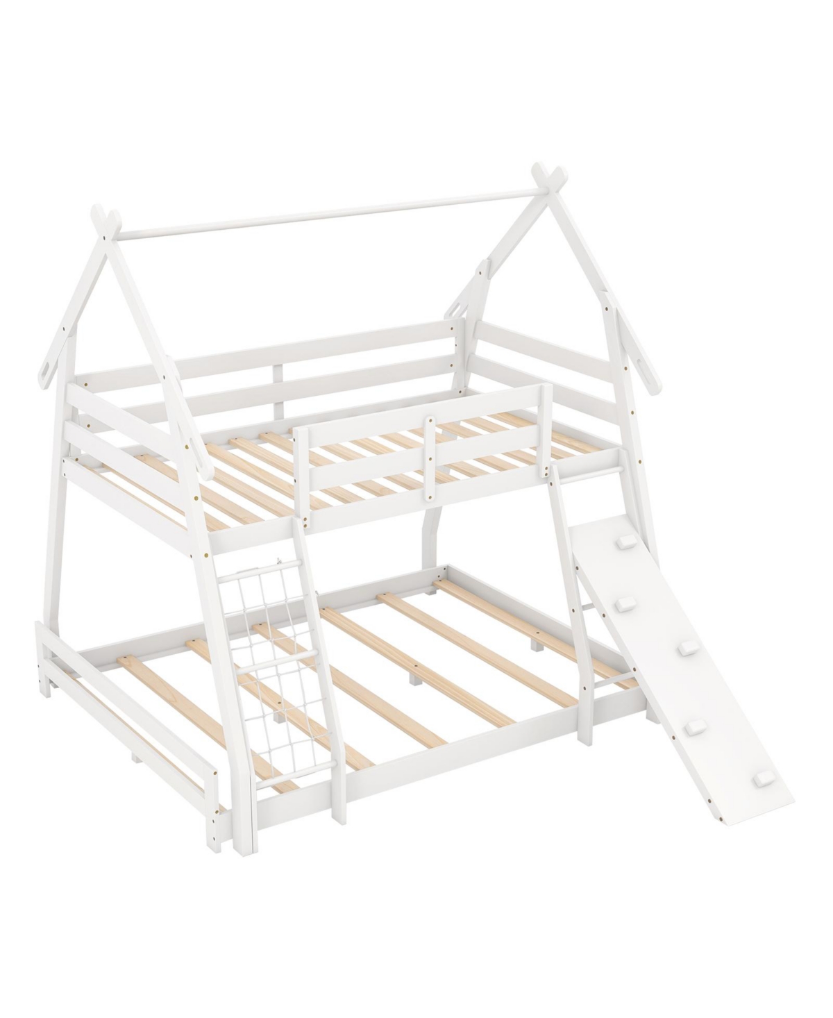Click here for Twin Over Queen Bunk Bed Wooden Kids Bed with Clim... prices
