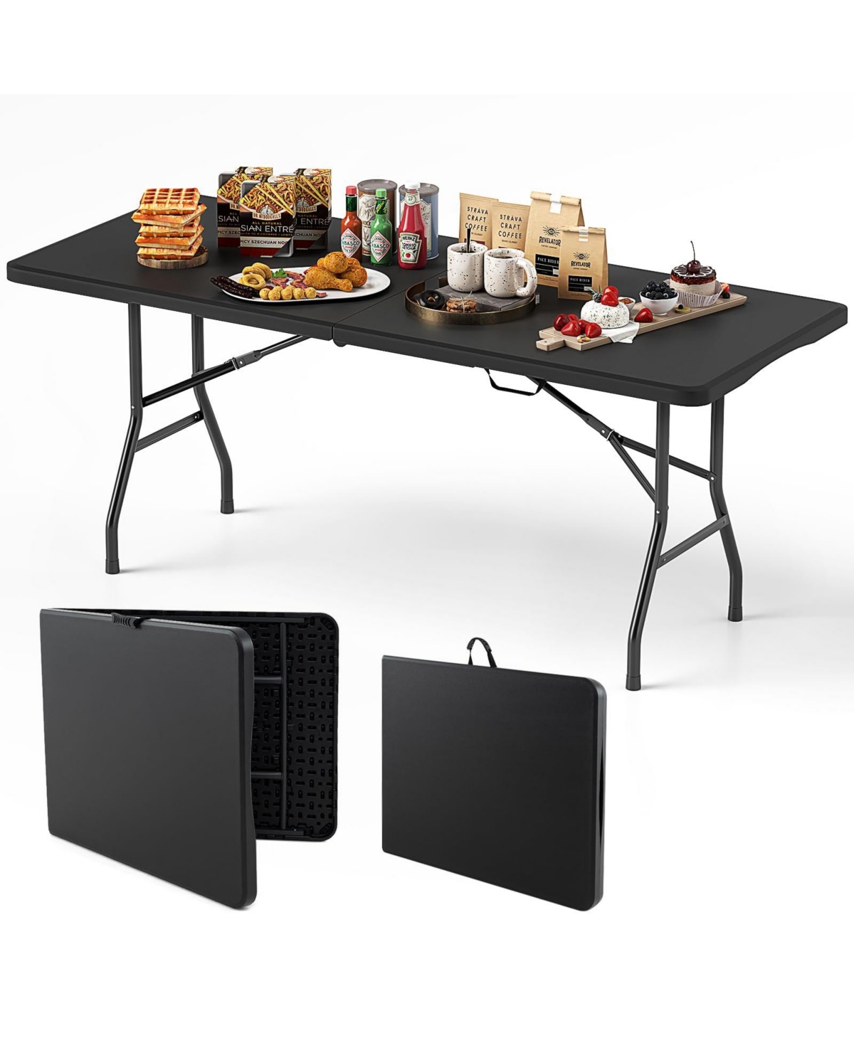 Click here for 6 ft Portable Folding Table 350 Lbs Fold-in-Half T... prices