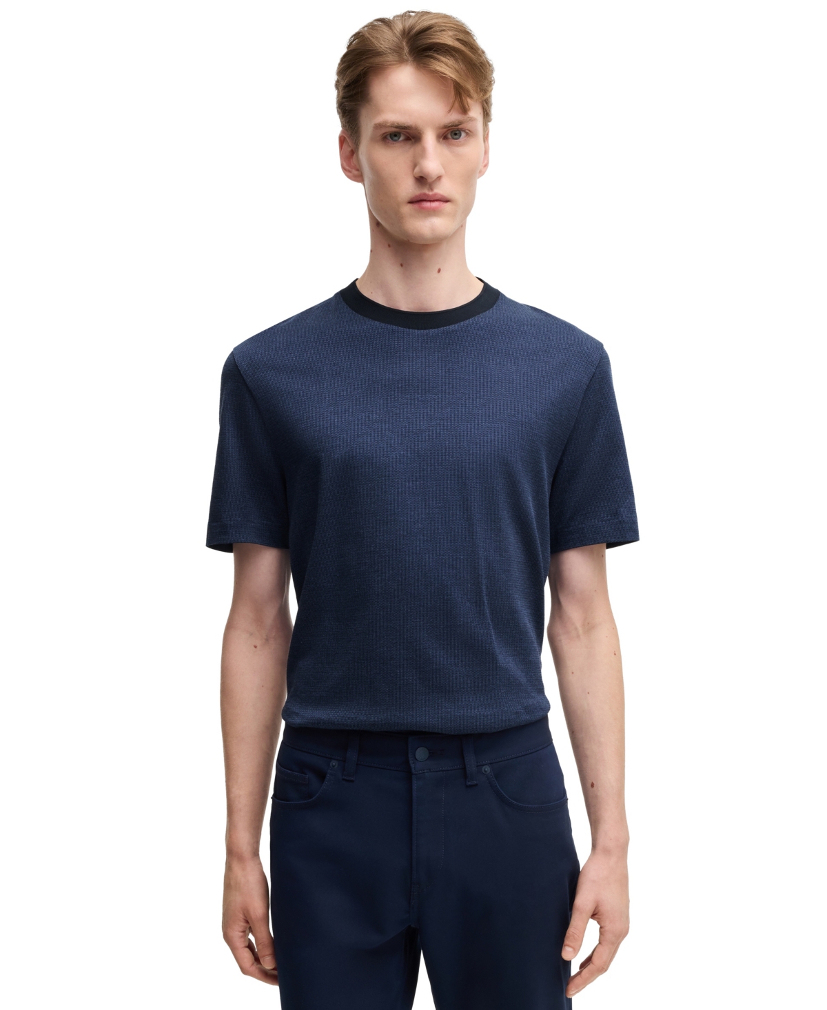 Click here for Boss by Hugo Boss Mens Mercerised-Cotton T-Shirt -... prices