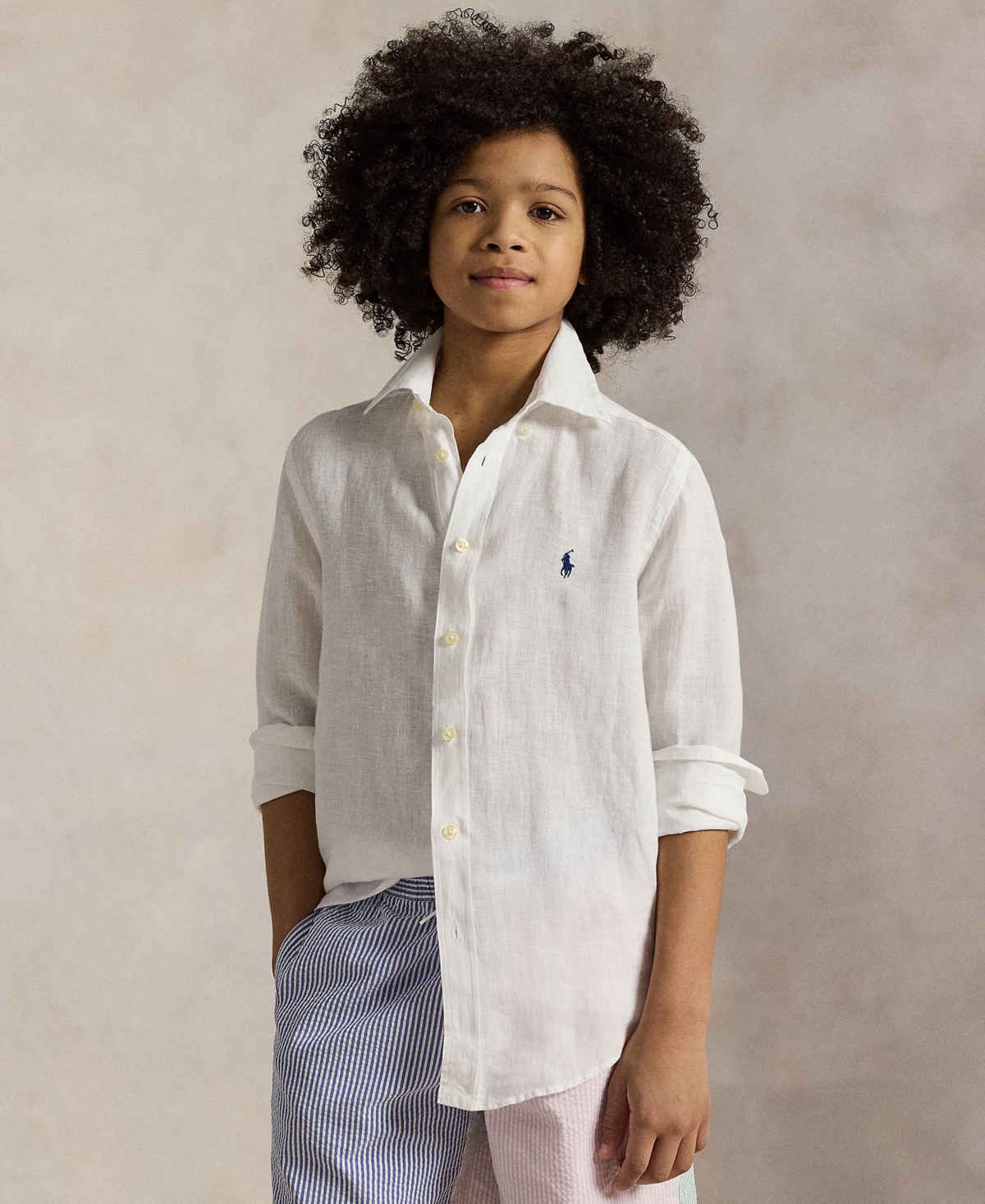 Click here for Polo Ralph Lauren Big Boys Linen Shirt - White prices