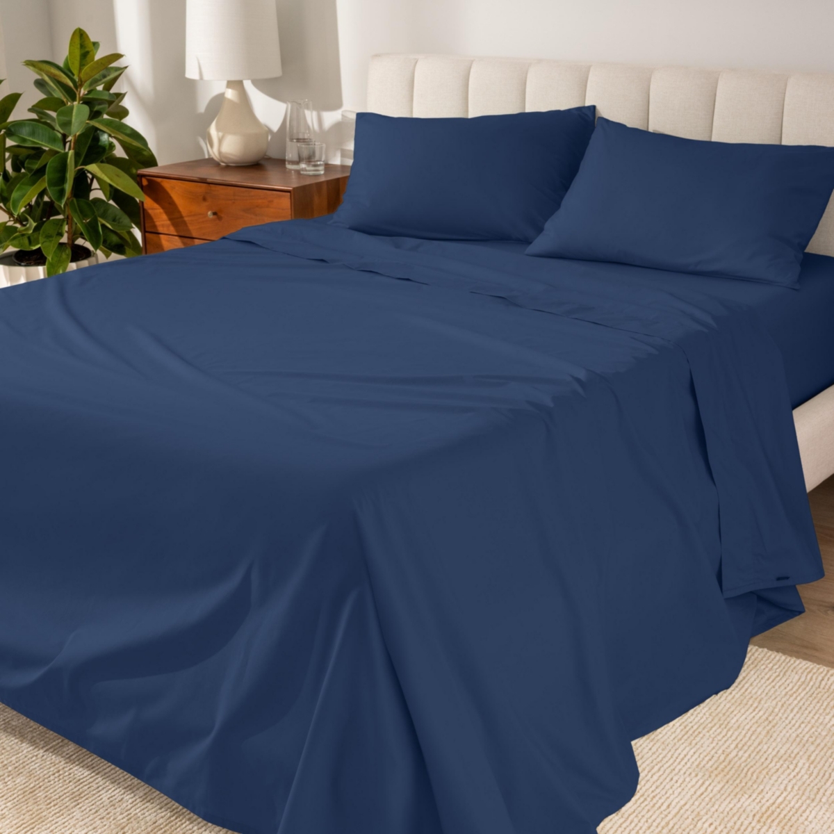 Click here for Bare Home Percale Sheet Set - Dark blue prices