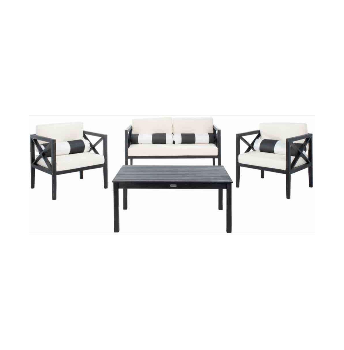 Click here for Nunzio 4 Pc Outdoor Set With Accent Pillows - Blac... prices