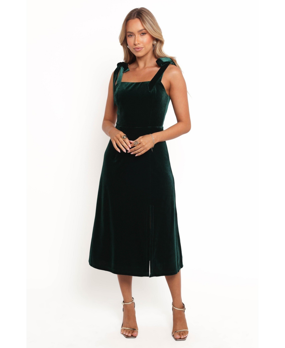 Click here for Petal and Pup Womens Laurel Velvet Midi Dress - Em... prices