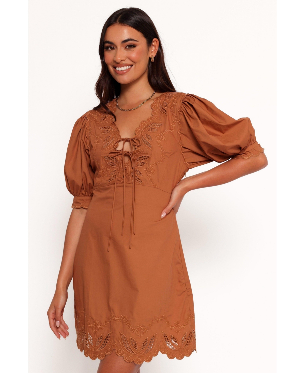 Click here for Petal and Pup Womens Rhodes Mini Dress - Brown prices