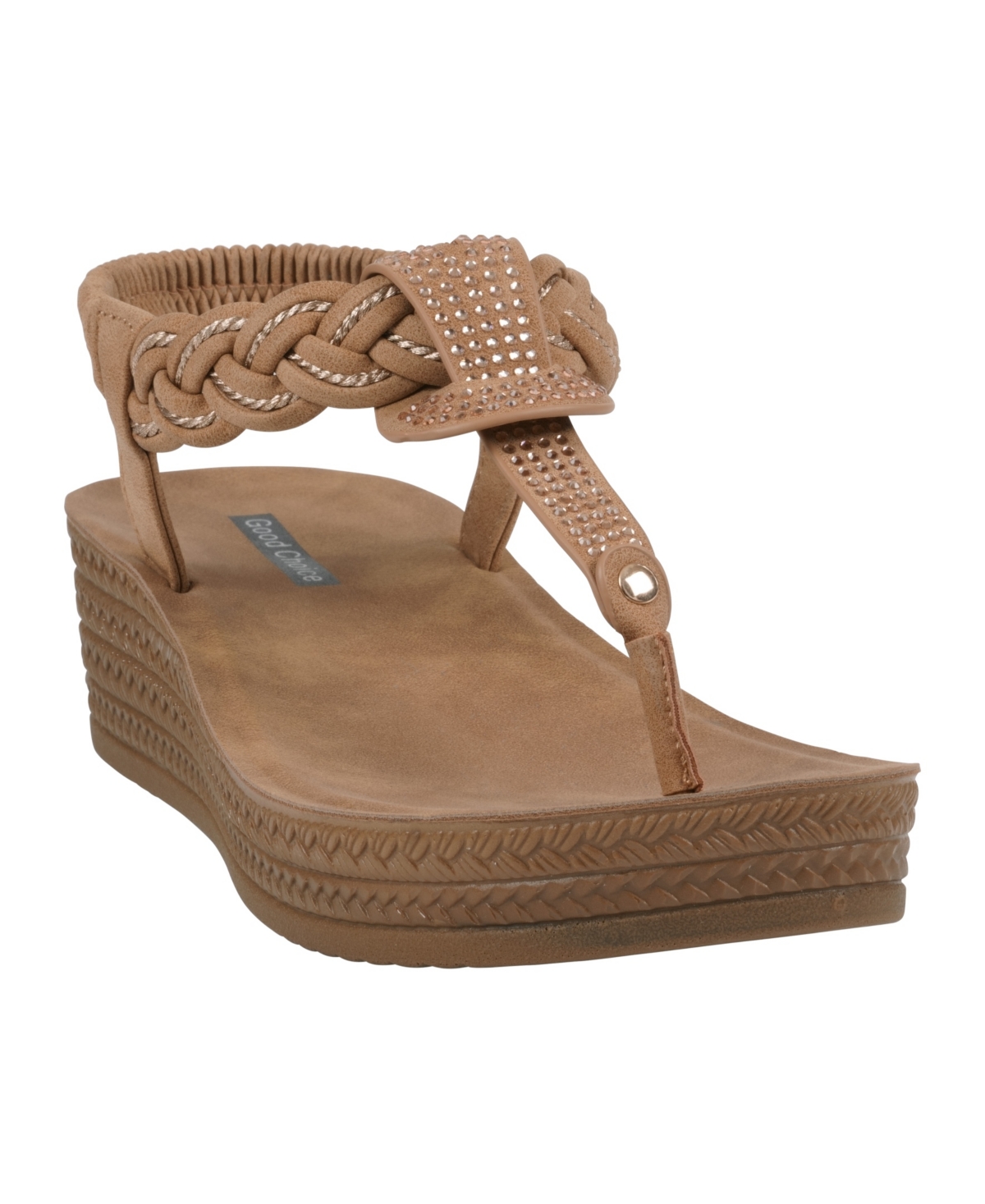 Click here for Gc Shoes Womens Ivana Embellished T Strap Wedge Sa... prices