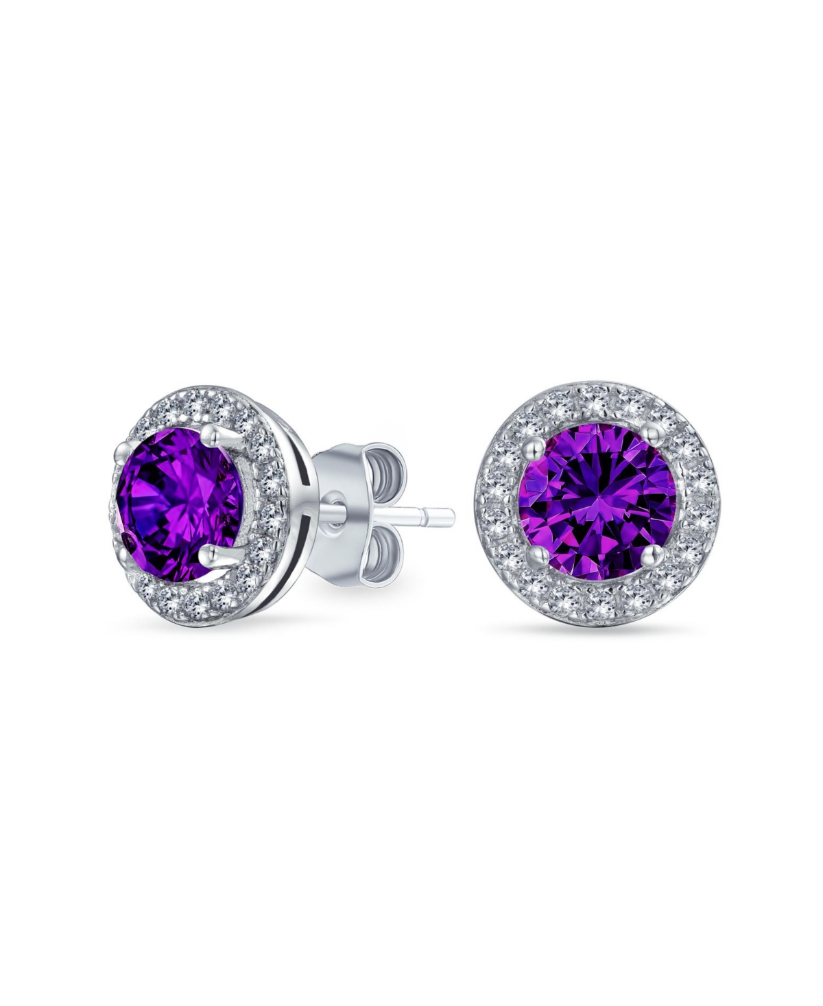 Click here for Bling Jewelry Colorful Cz Halo Solitaire Stud Earr... prices