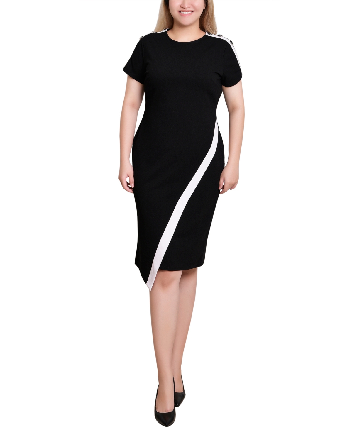 Click here for Ny Collection Petite Short Sleeve Asymmetrical Hem... prices