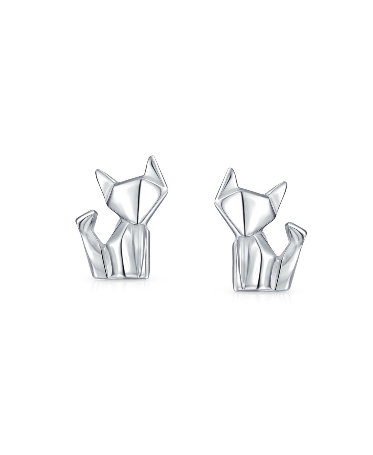 Click here for Bling Jewelry 3D Geometric Origami Cat Stud Earrin... prices