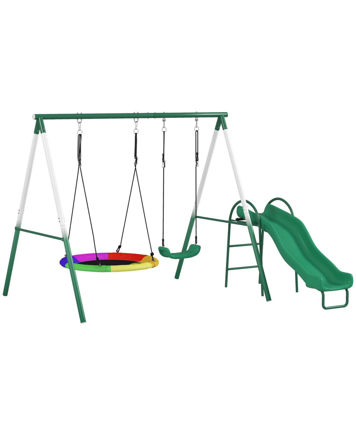 Click here for Qaba Metal Swing Set with Slide  Heavy Duty Swing... prices