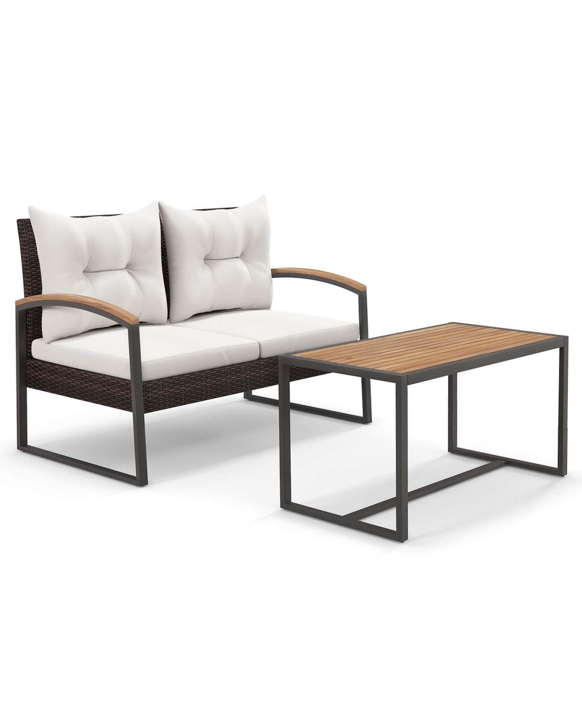 Click here for Gymax Set of 2 Pe Wicker Furniture Set Loveseat w/... prices