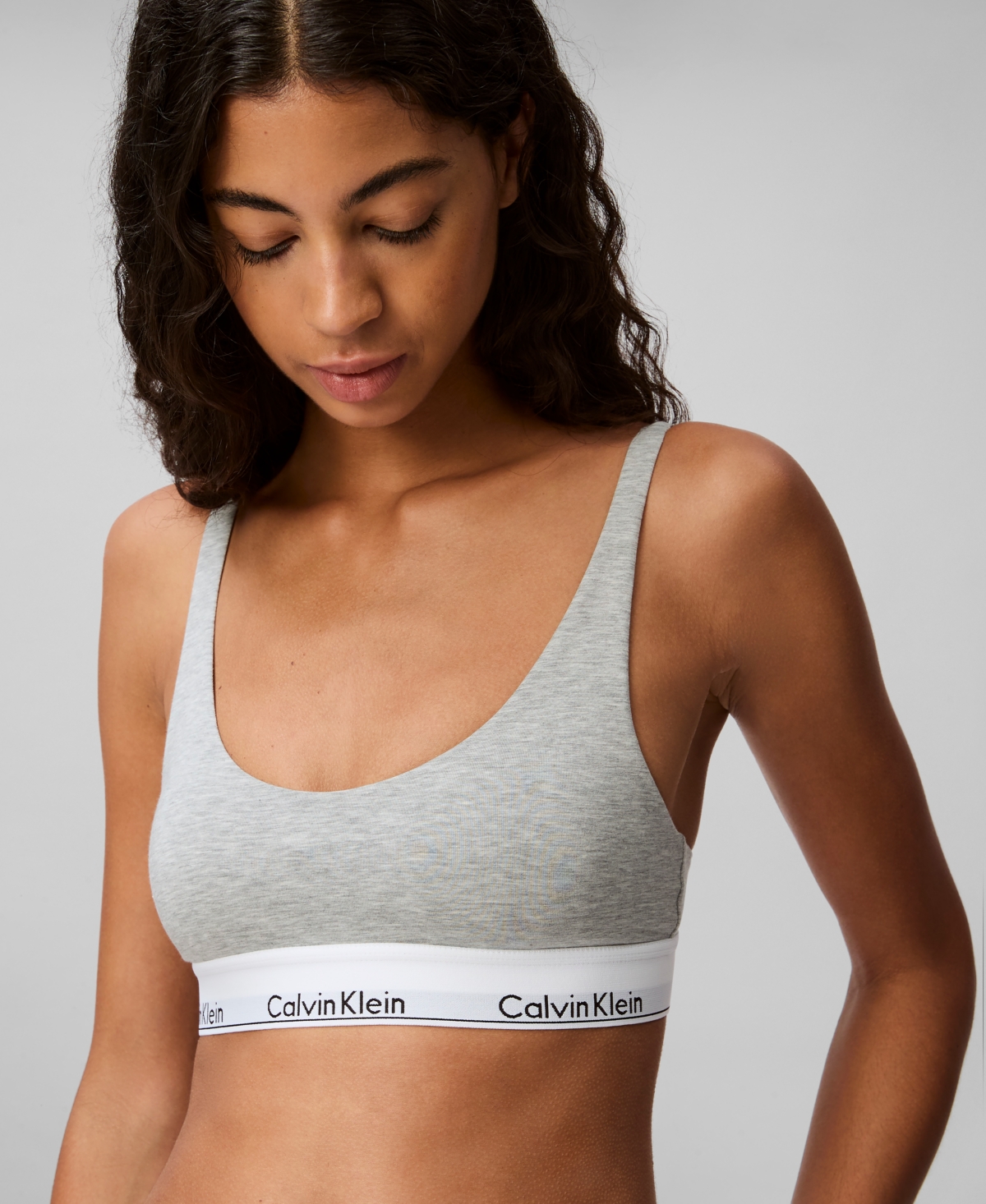 Calvin Klein Womens Modern Cotton Lightly Lined Bralette QF7586 - Grey Heather