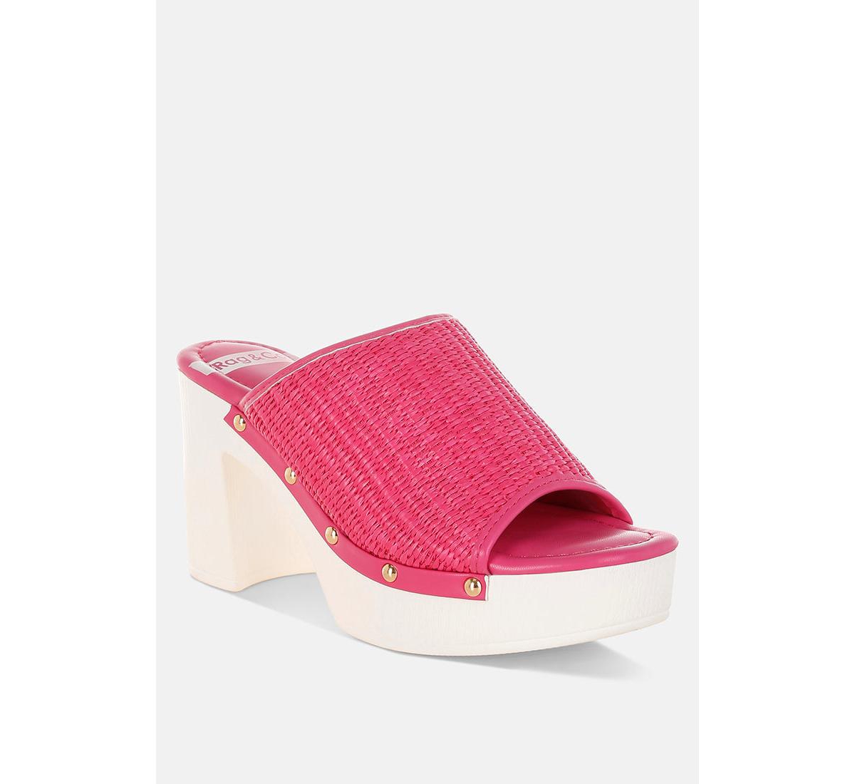 Click here for Marengo Raffia Wooden Clogs - Pink prices