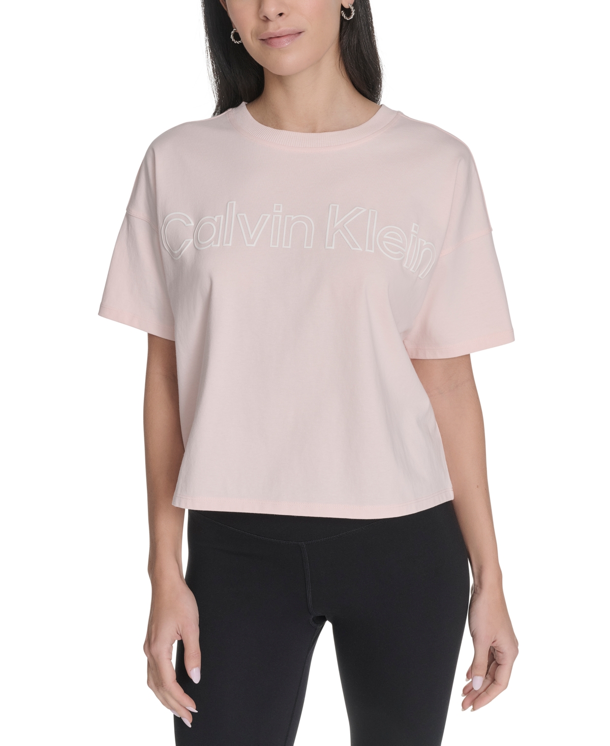 Womens Calvin Klein Performance Puff Outline Logo Tee