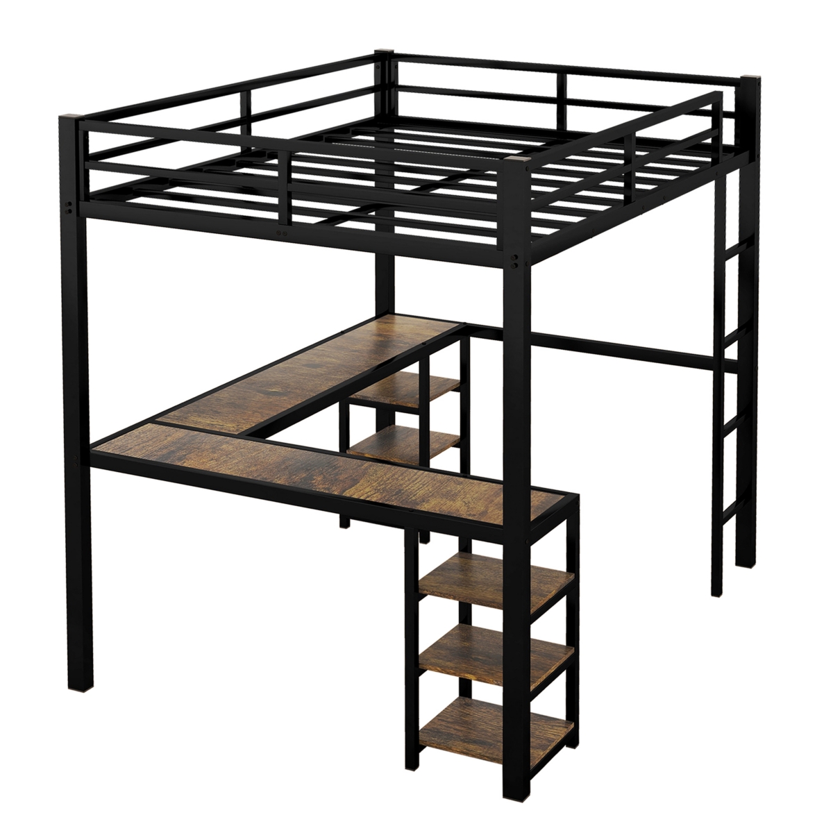 Click here for Full Metal Loft Bed with Desk and Shelves  Loft Be... prices