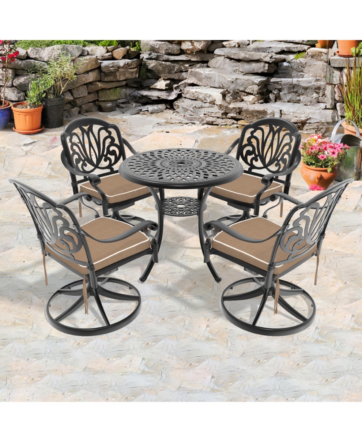 Click here for Streamdale 5-Pc Cast Aluminum Dining Set  4 Swivel... prices