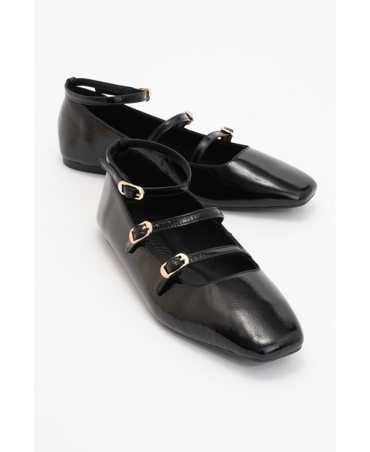 Click here for Serena Leather Mary Jane Flats - Black patent leat... prices