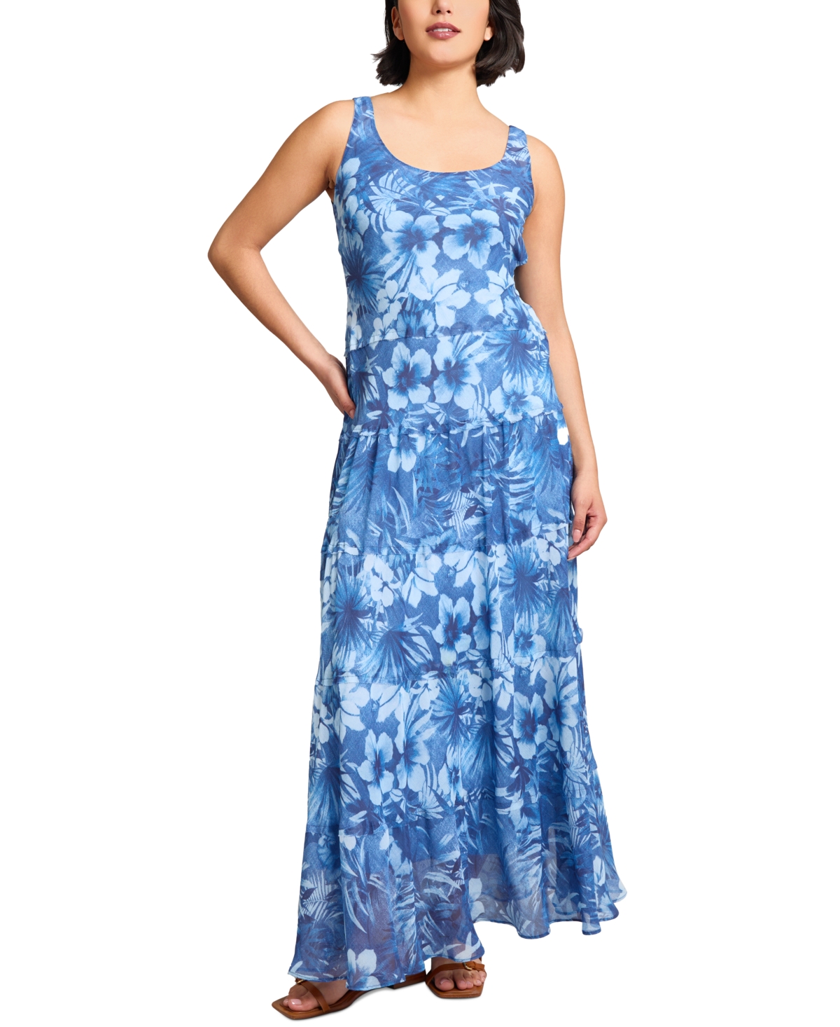 Click here for Jones New York Womens Printed Chiffon Scoop-Neck M... prices