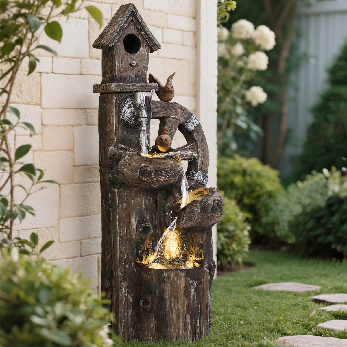 Click here for Outsunny 2-in-1 Outdoor Water Fountain with Birdho... prices