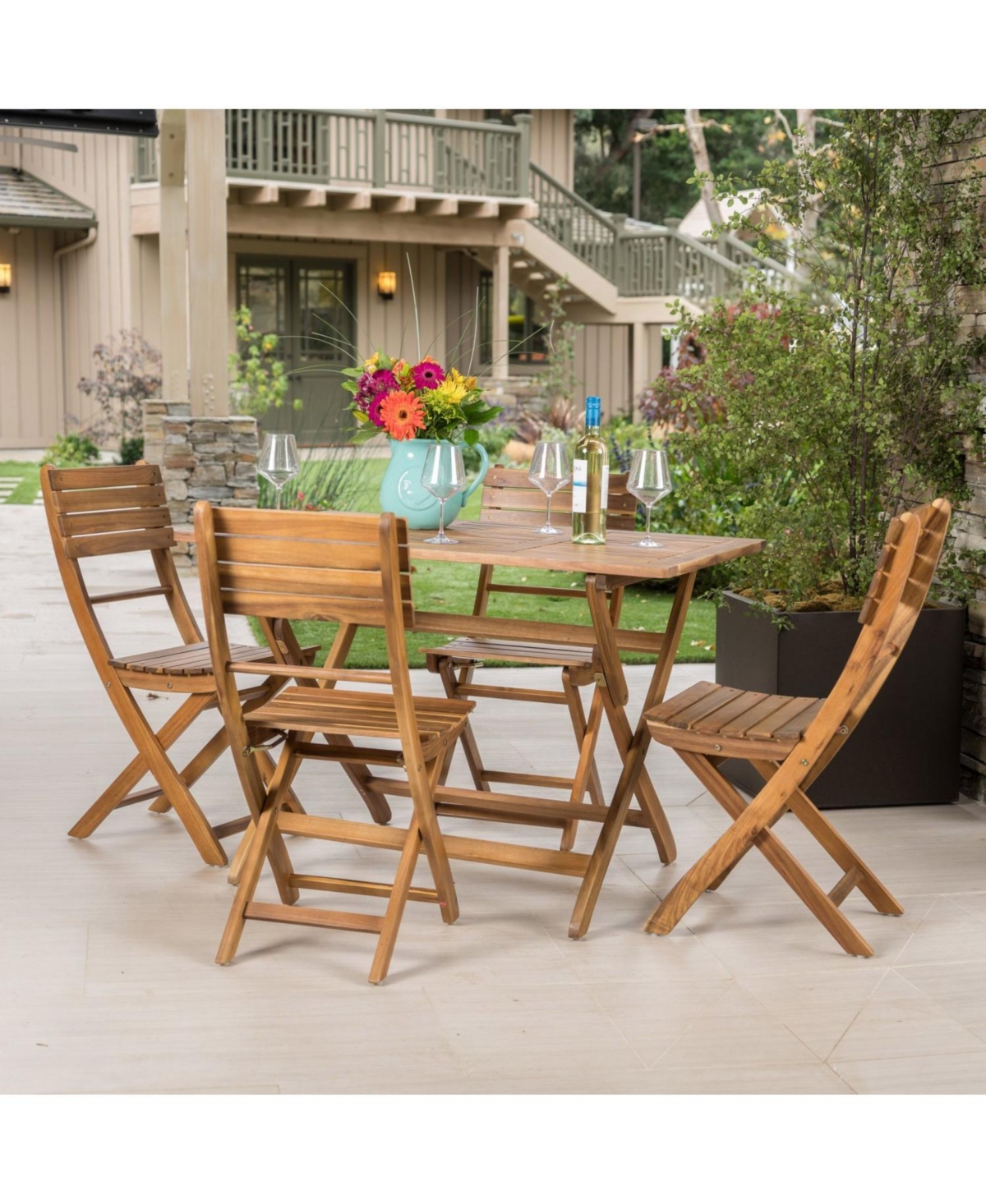 Click here for Streamdale Natural 5-Piece Wood Outdoor Patio Dini... prices