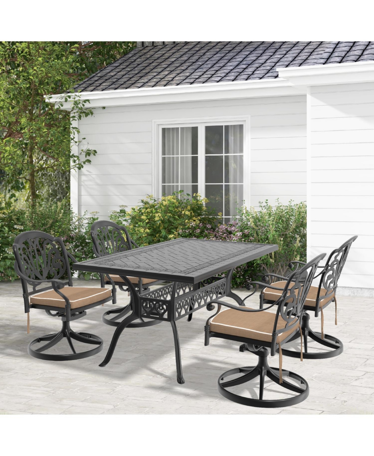 Click here for Streamdale 5-Pc Cast Aluminum Dining Set  4 Swivel... prices
