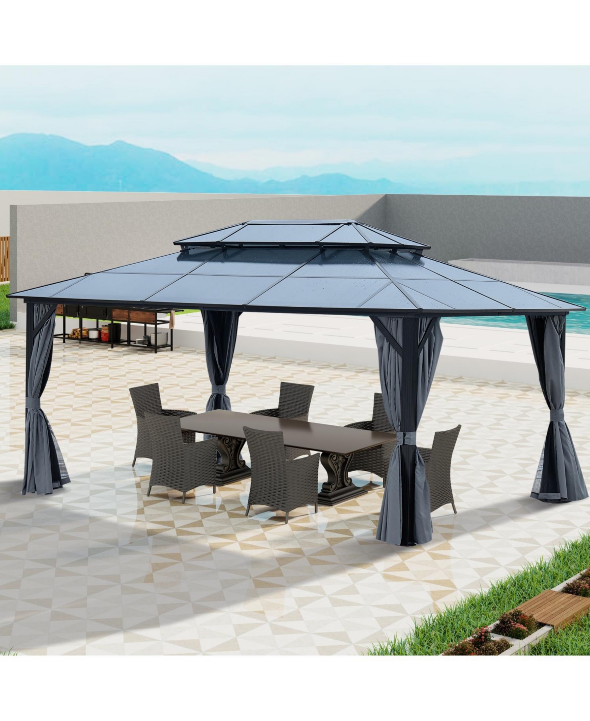 Click here for Streamdale 12x16 Aluminum Gazebo  Polycarbonate Ro... prices