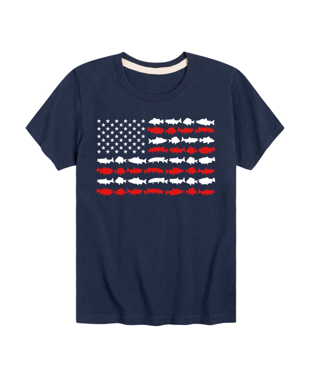 Click here for Hybrid Big Boys American Flag Fish Graphic T-Shirt... prices