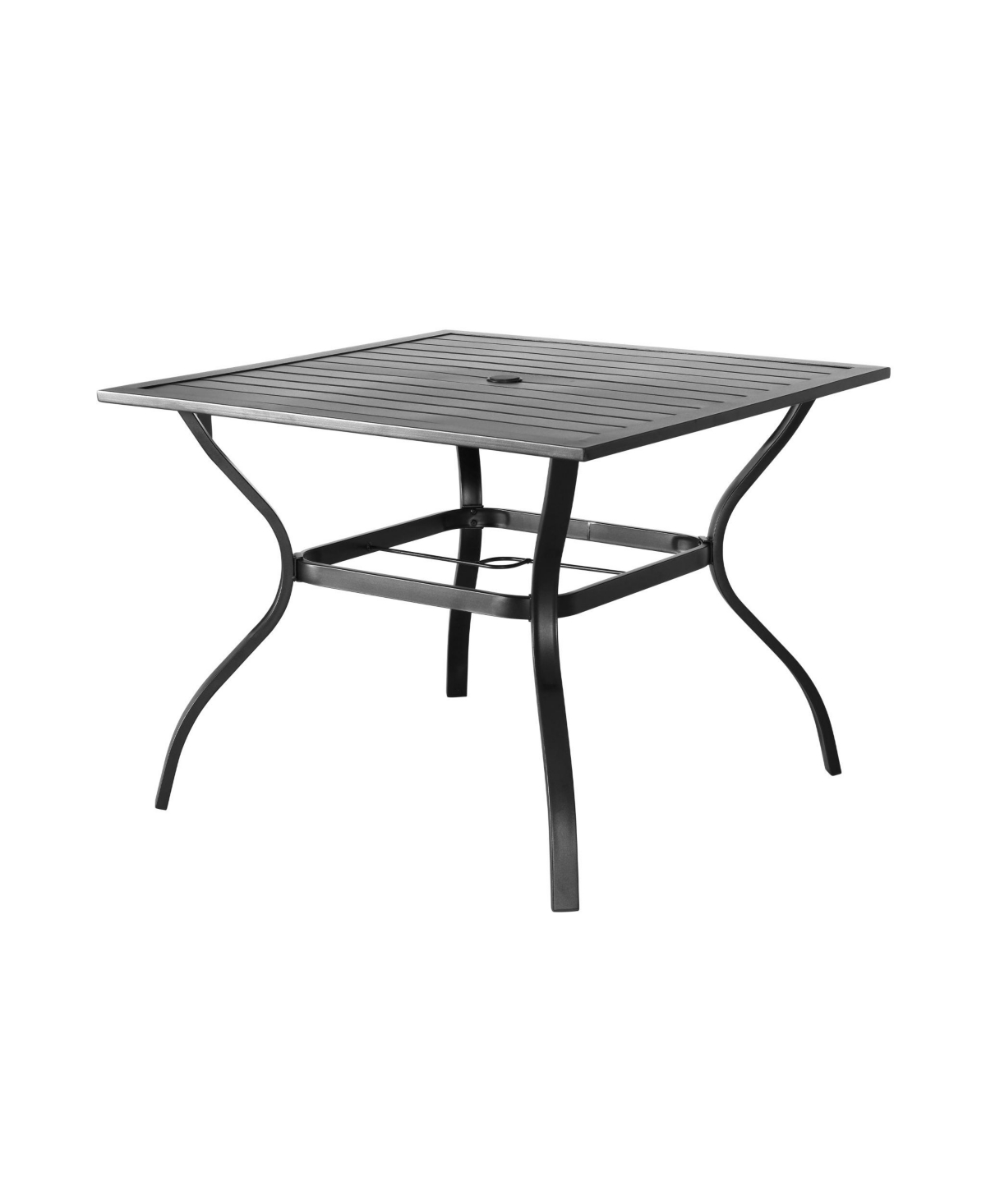 Click here for 37 Black Square Metal Outdoor Dining Table with Um... prices