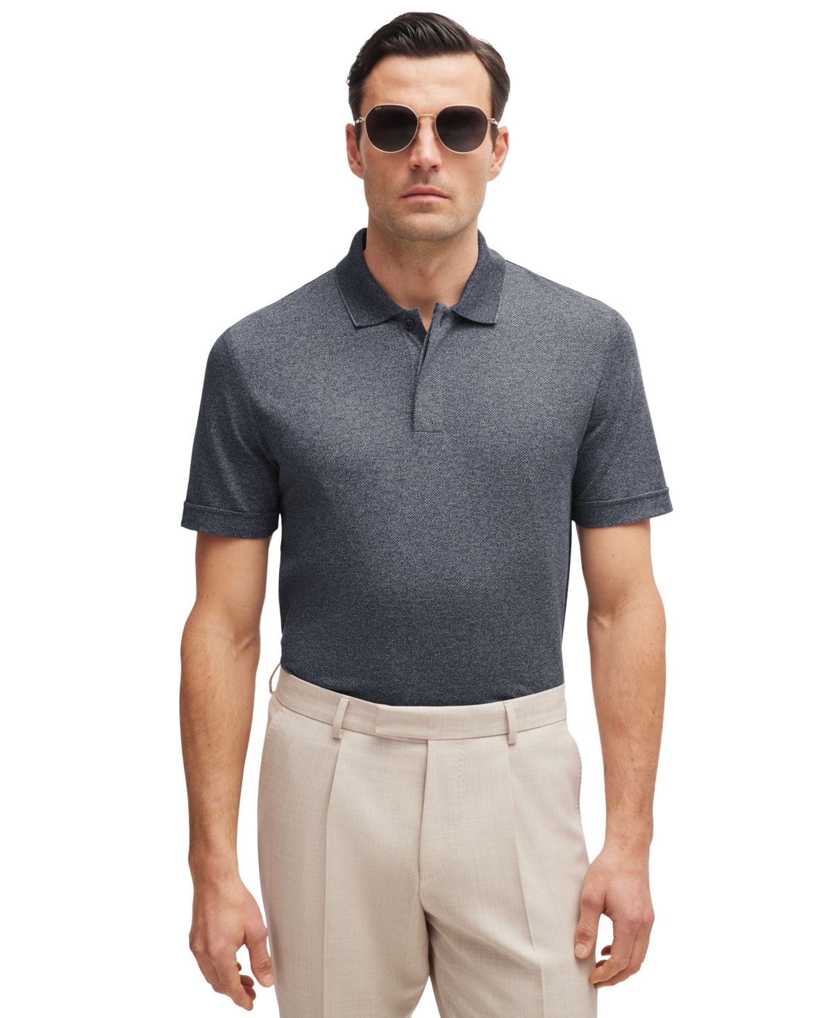 Click here for Boss by Hugo Boss Mens Mouline Regular-Fit Polo Sh... prices